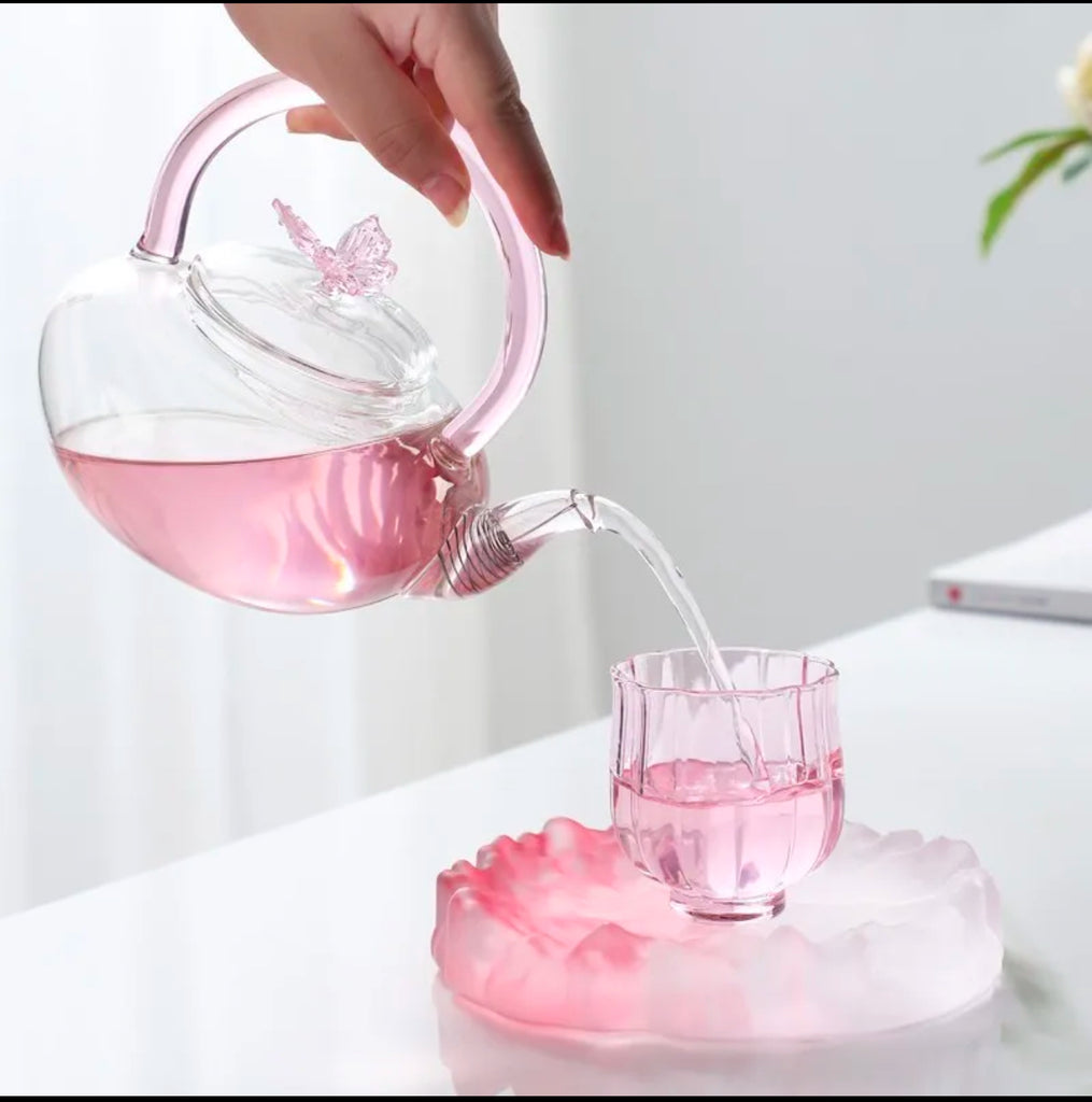 Painted Lady Butterfly Tea Pot – High-Temp Borosilicate Glass Kettle i ...